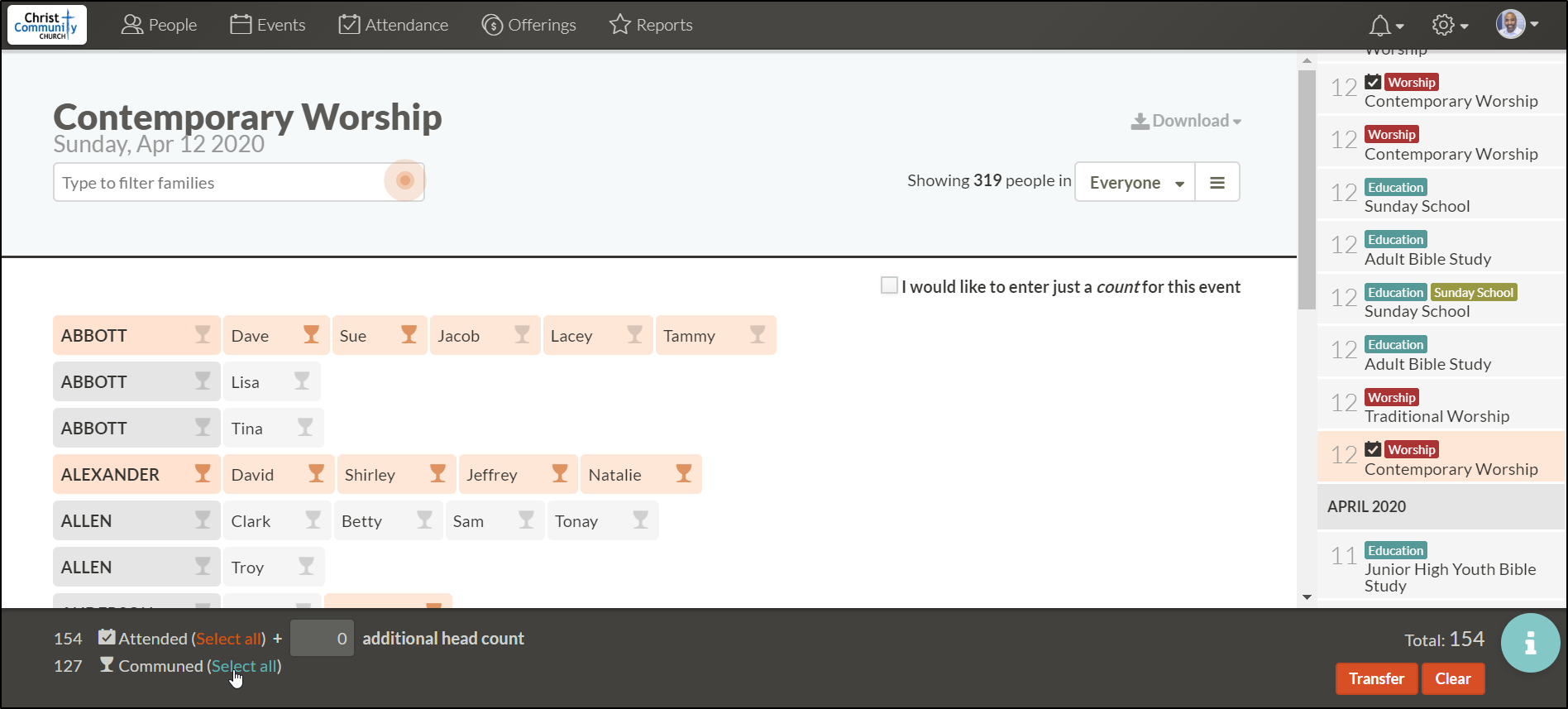 Recording Communion – Church360° Members Help Center